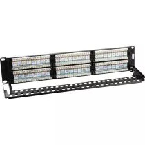 Excel Cat6 48 Port Unscreened Patch Panel 2U - Cable Management - Black